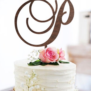 Wedding Cake Topper, P Cake Topper, Initials Cake Topper, Single Letter ...