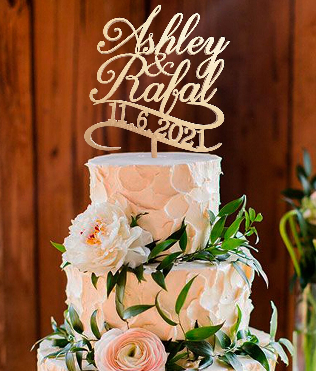 Custom Cake Toppers, Wedding Cake Toppers, Personalized, Gold Names ...