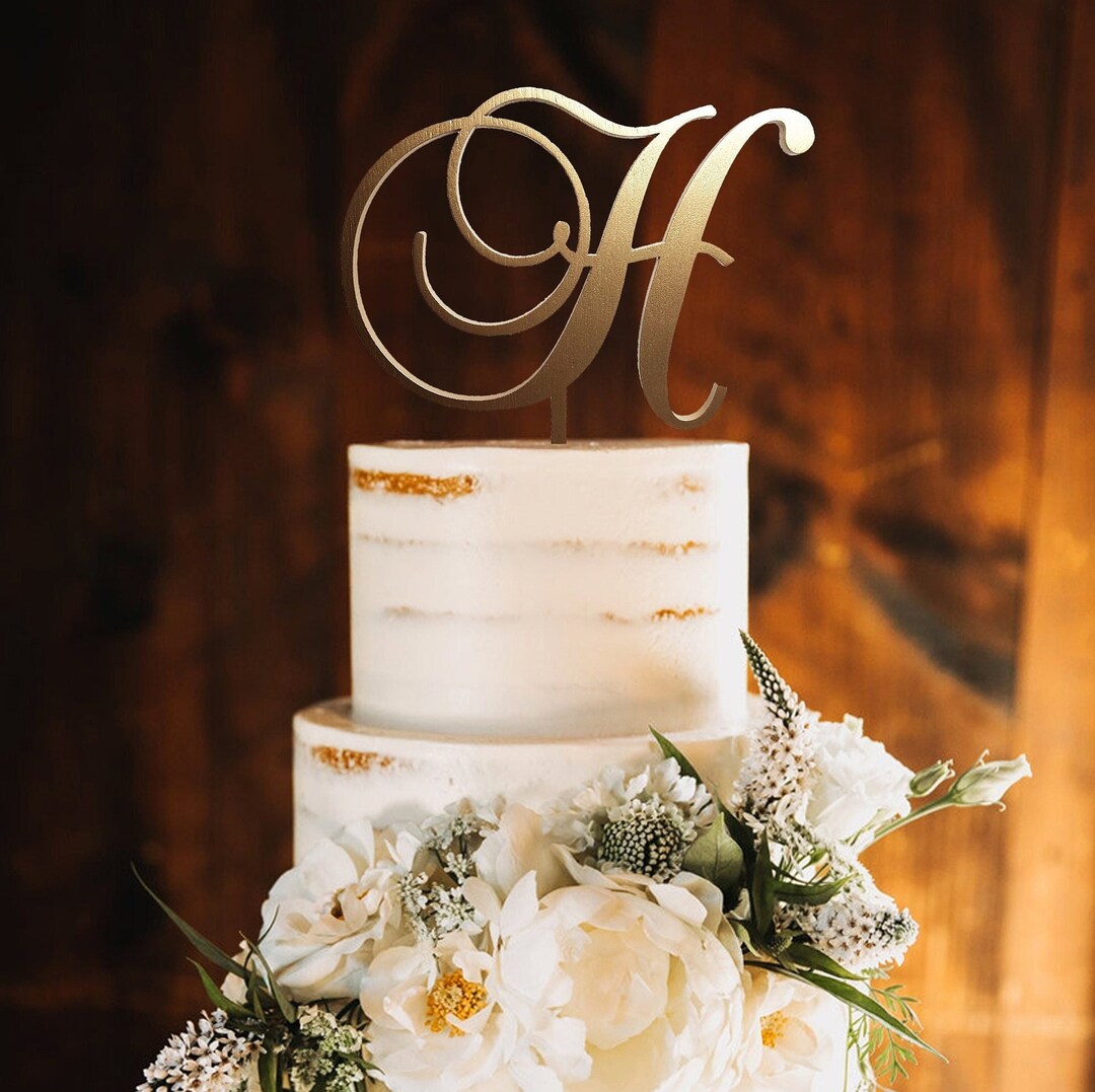H Cake Topper, Wedding Cake Topper, Personalized, Cake Topper F, Custom ...