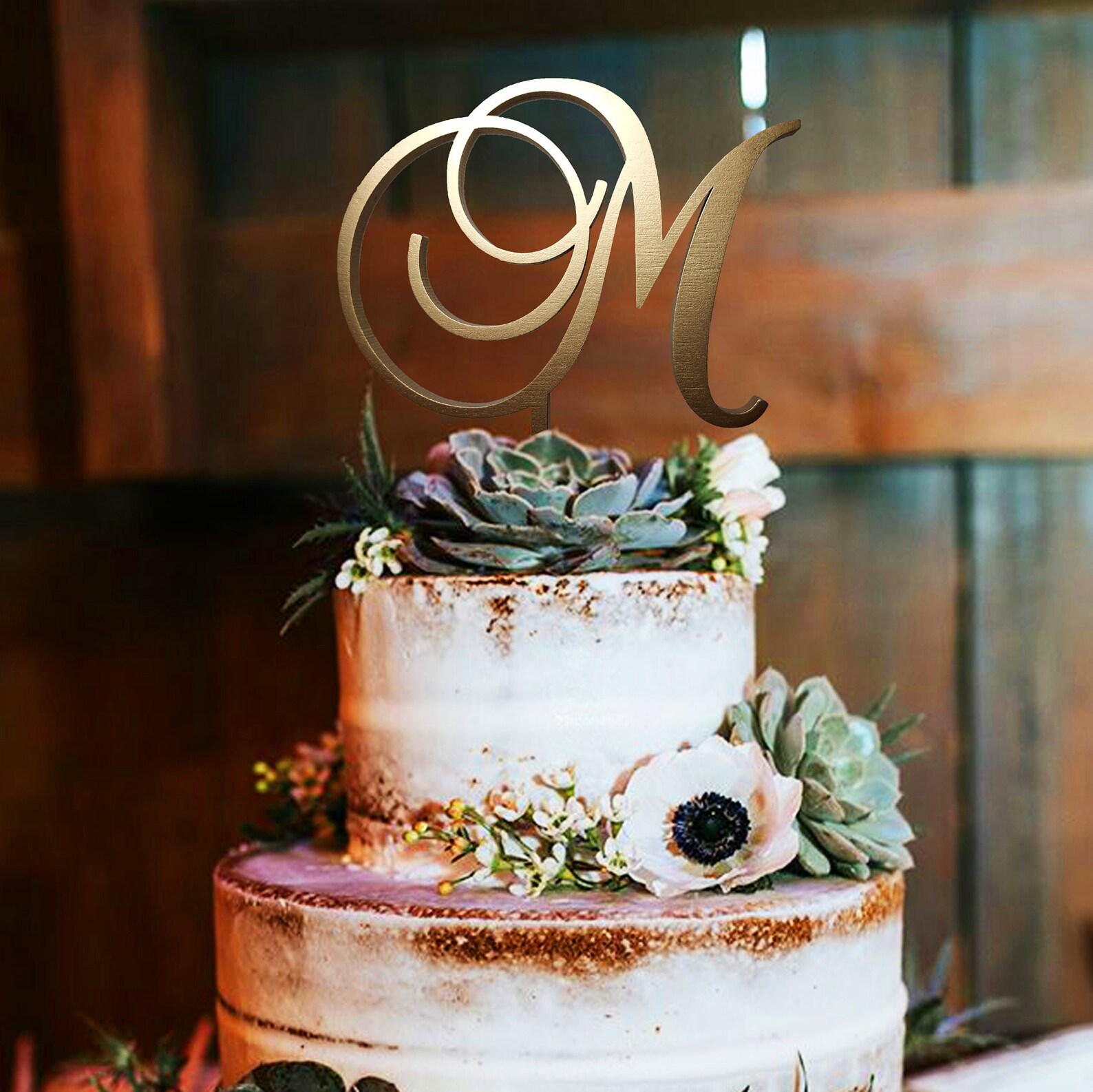 E Cake Topper, Wedding Cake Topper, Initials Cake Topper, Personalised ...