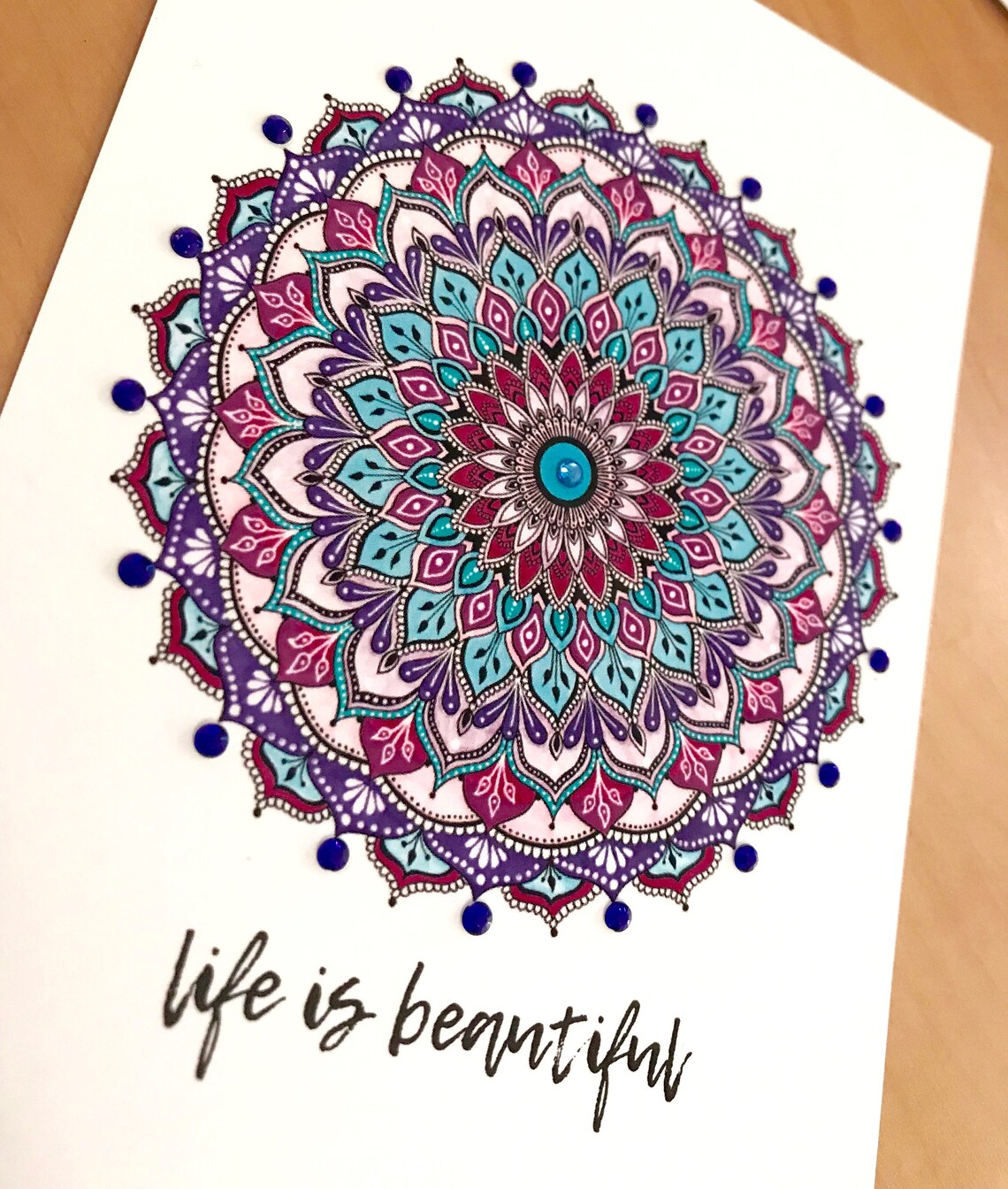 Buy Inspirational Mandala Postcard - 'life is Beautiful' | Mandala Art ...