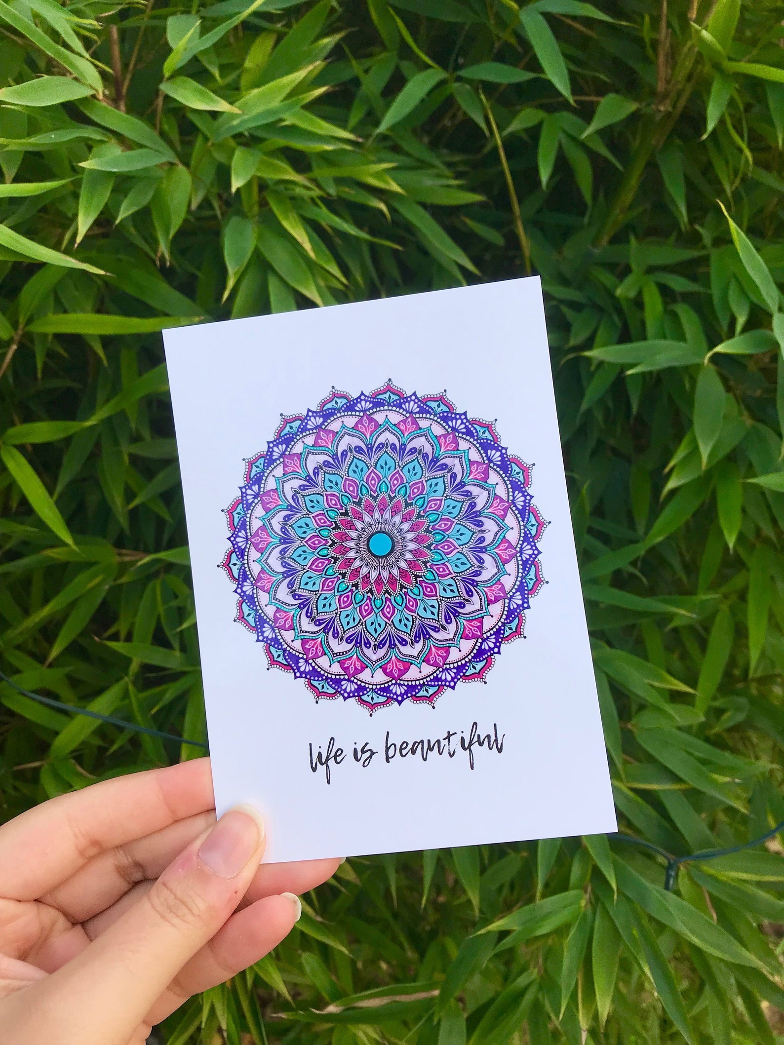 Inspirational Mandala Postcard - 'life is Beautiful' | Mandala Art ...