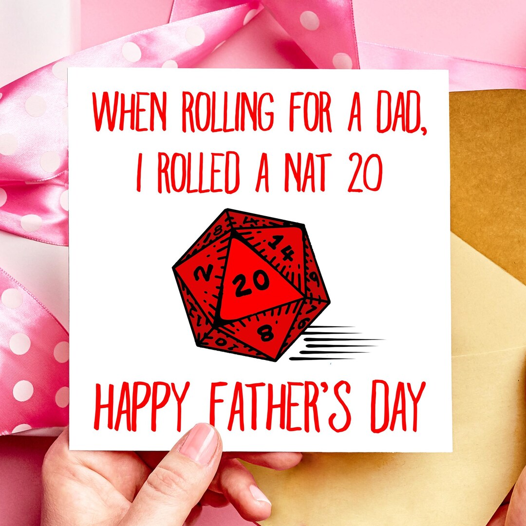 Nat 20 Dnd Fathers Day Card, Critical Hit - Etsy