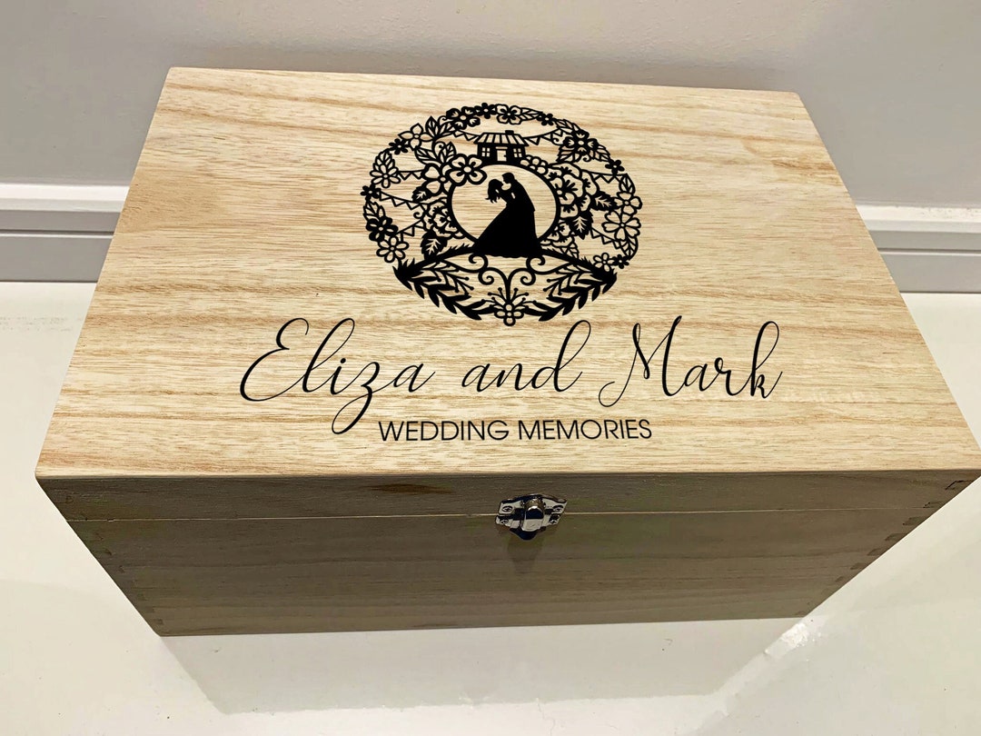 Large Personalised Engraved Wooden Wedding Keepsake Memory Box With ...