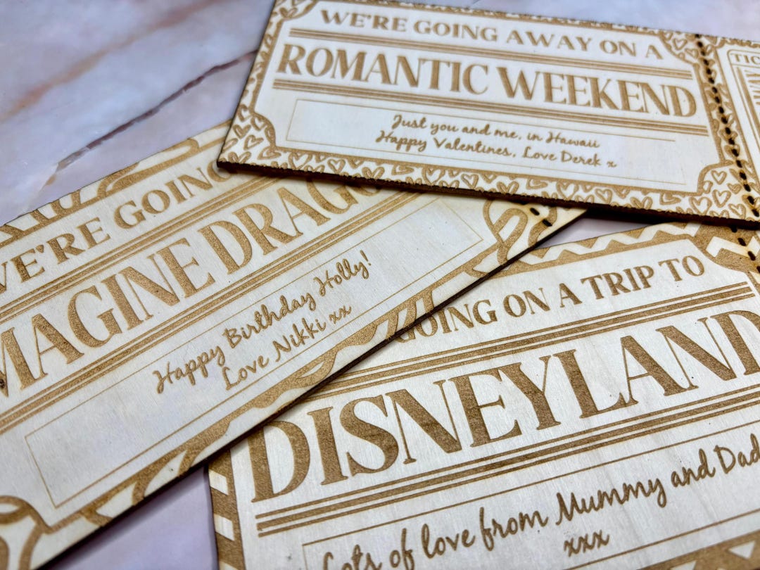 Personalised Engraved Event Tickets for Concerts, Birthday Gift Voucher ...