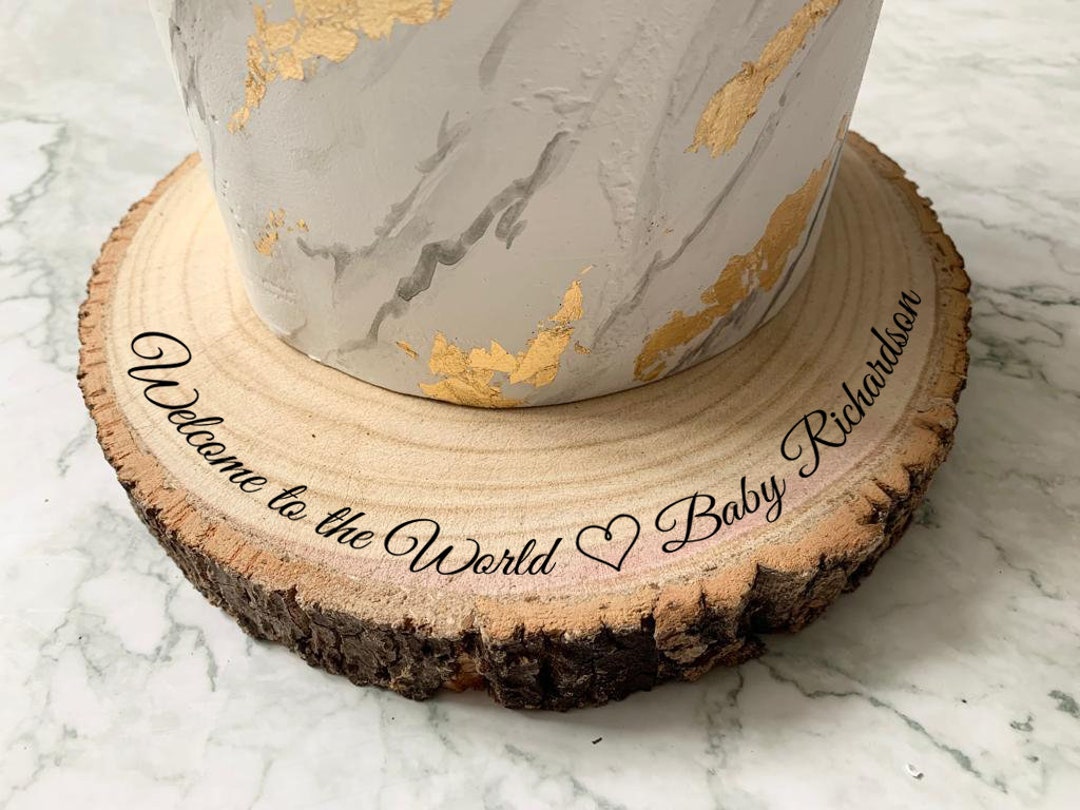 Personalised Engraved Wood Slice, Welcome to the World, Baby Shower ...