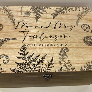 Large Personalised Engraved Wooden Wedding Keepsake Memory Box With ...