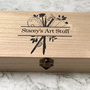 Personalised Engraved Wooden Art Box With Paintbrush and Palette - Etsy