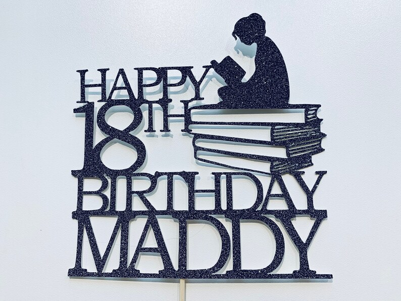 Bookworm Reader Happy Birthday Cake Topper Digital Cut File - Etsy