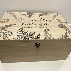 Large Personalised Engraved Wooden Wedding Keepsake Memory Box With ...