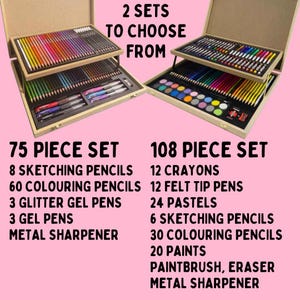 Personalised Engraved Wooden 75 Piece Art Box With Colouring Pencils ...