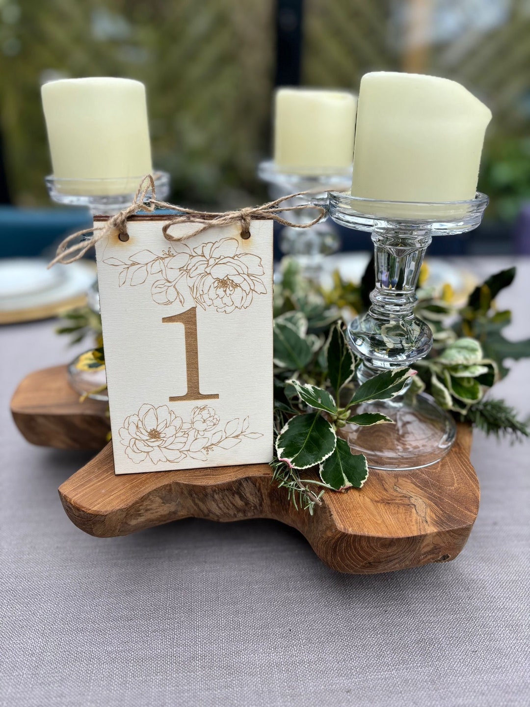 Engraved Wooden Table Number Signs With Peonies, Wedding Table Names ...