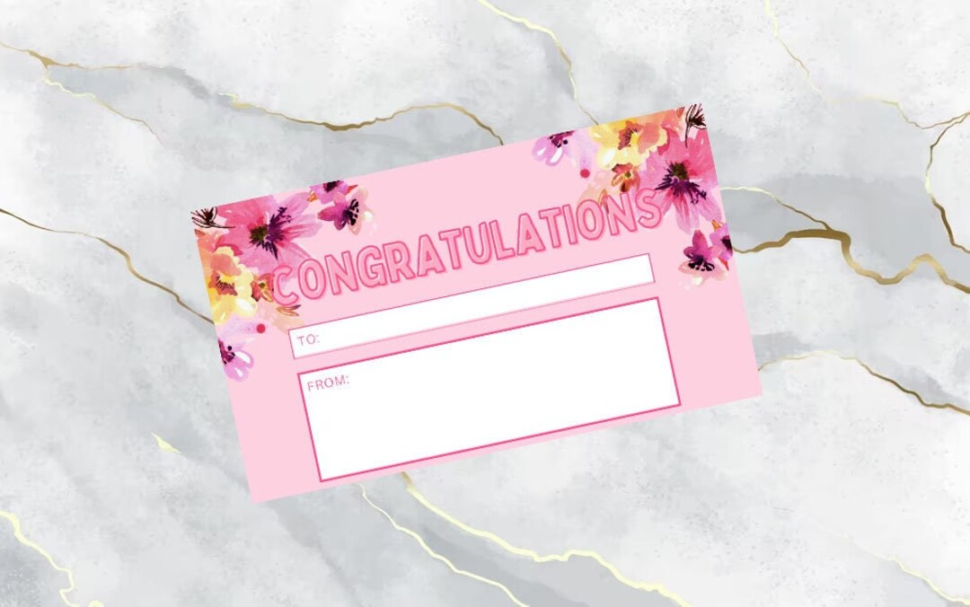 Printable Gift Tag Gift Voucher Congratulations Digital File to Print ...