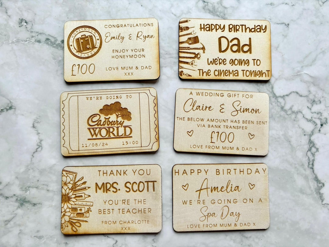 Personalized Wooden Gift Card Insert: Wedding, Birthday, Teacher ...