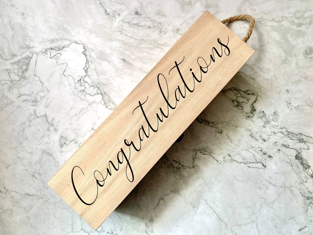Congratulations Engraved Wooden Wine Bottle Gift Box - Etsy