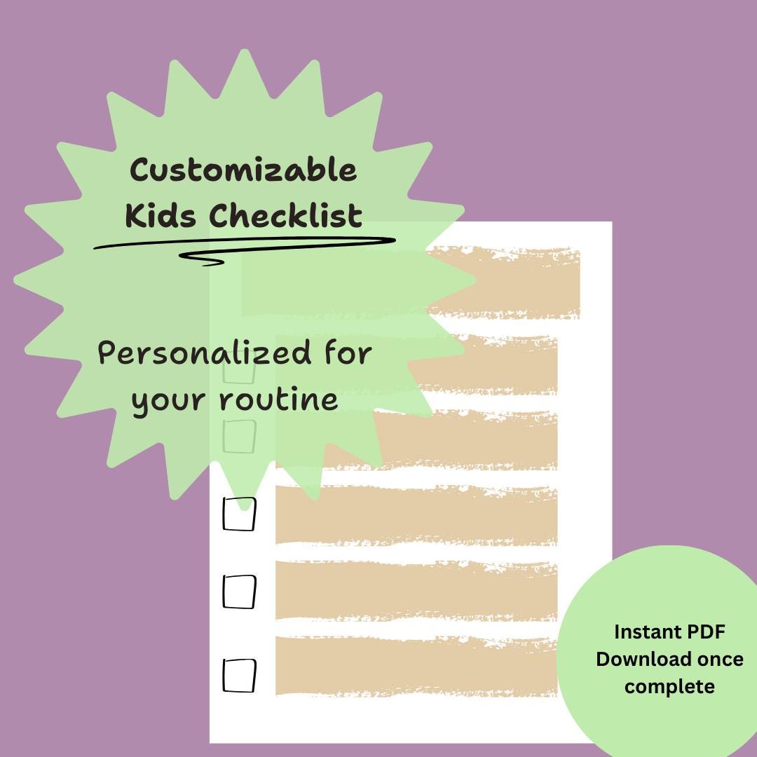 Customizable Checklist Template: Personalized Routine Chart (digital ...