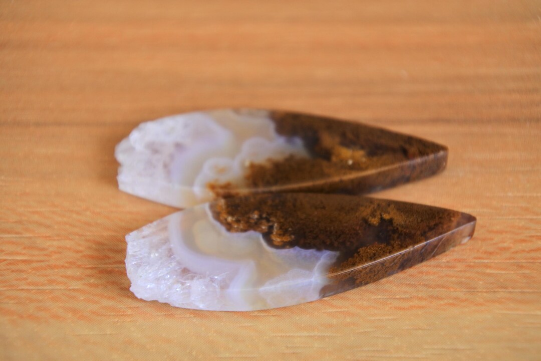 Moss Agate Orbicular Pair: Plume Agate Gemstones - Etsy