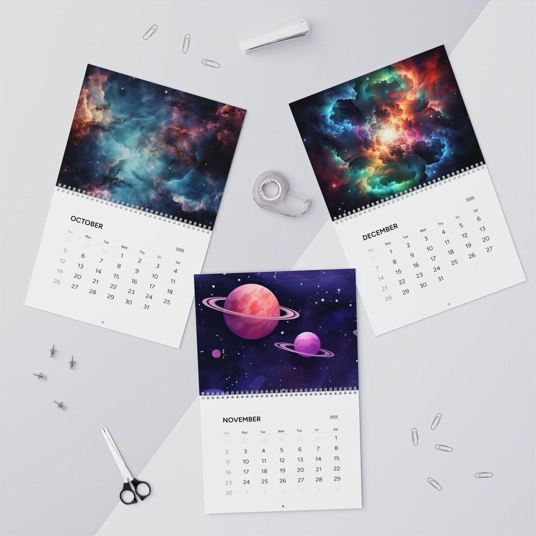 2025 Space Galaxy Wall Calendar 12 Month Vibrant Organizer Colorful ...