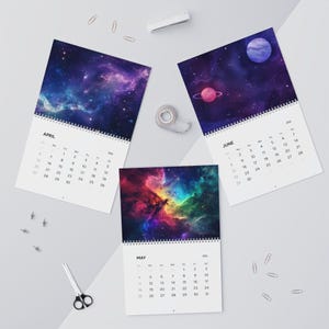 2025 Space Galaxy Wall Calendar 12 Month Vibrant Organizer Colorful ...