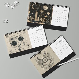 2025 Celestial Moon Desk Calendar Boho Chic Art 12 Month Mini ...