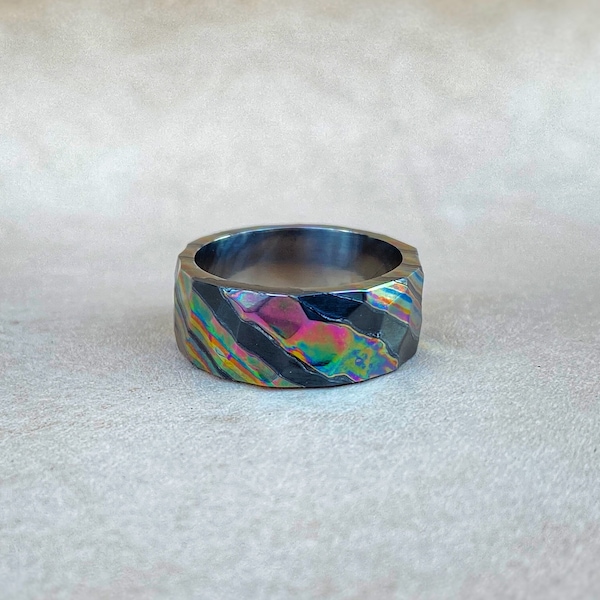 Titanium Damascus Ring - Etsy