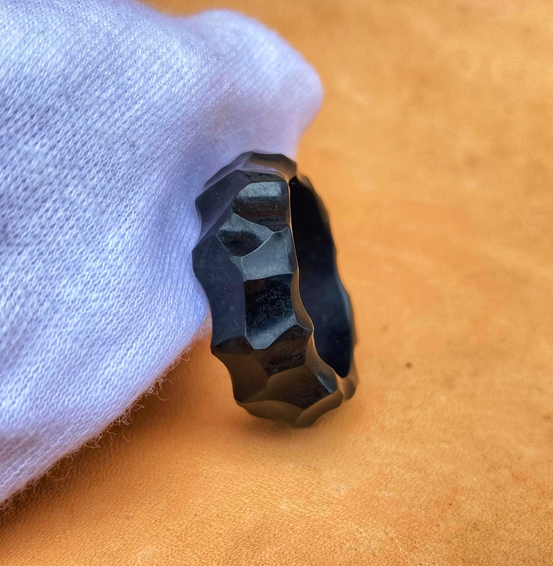 Black Jade Ring, Stone Ring, Neolithic Style Collection - Etsy
