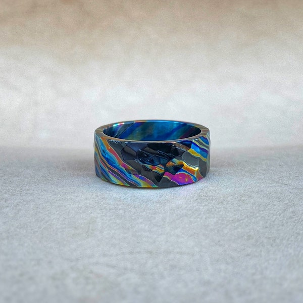 Titanium Damascus Ring - Etsy