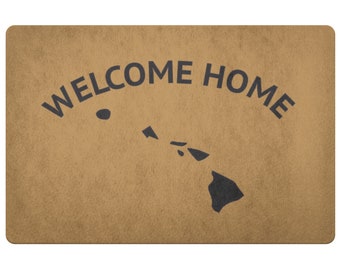 HI Hawaiian Islands Hawaii Coir Doormat Door Mat Entry Mat Housewarming ...