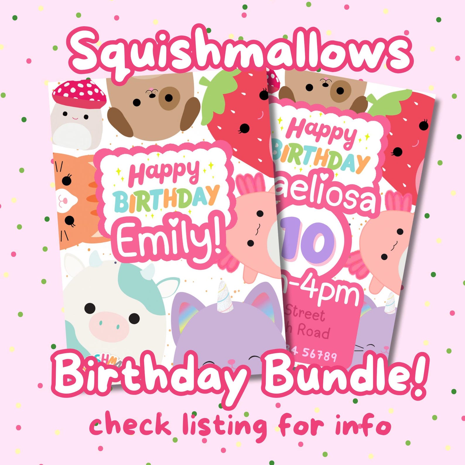Squishmallows Birthday Card, Squish Squad Happy Birthday, Girls Party ...