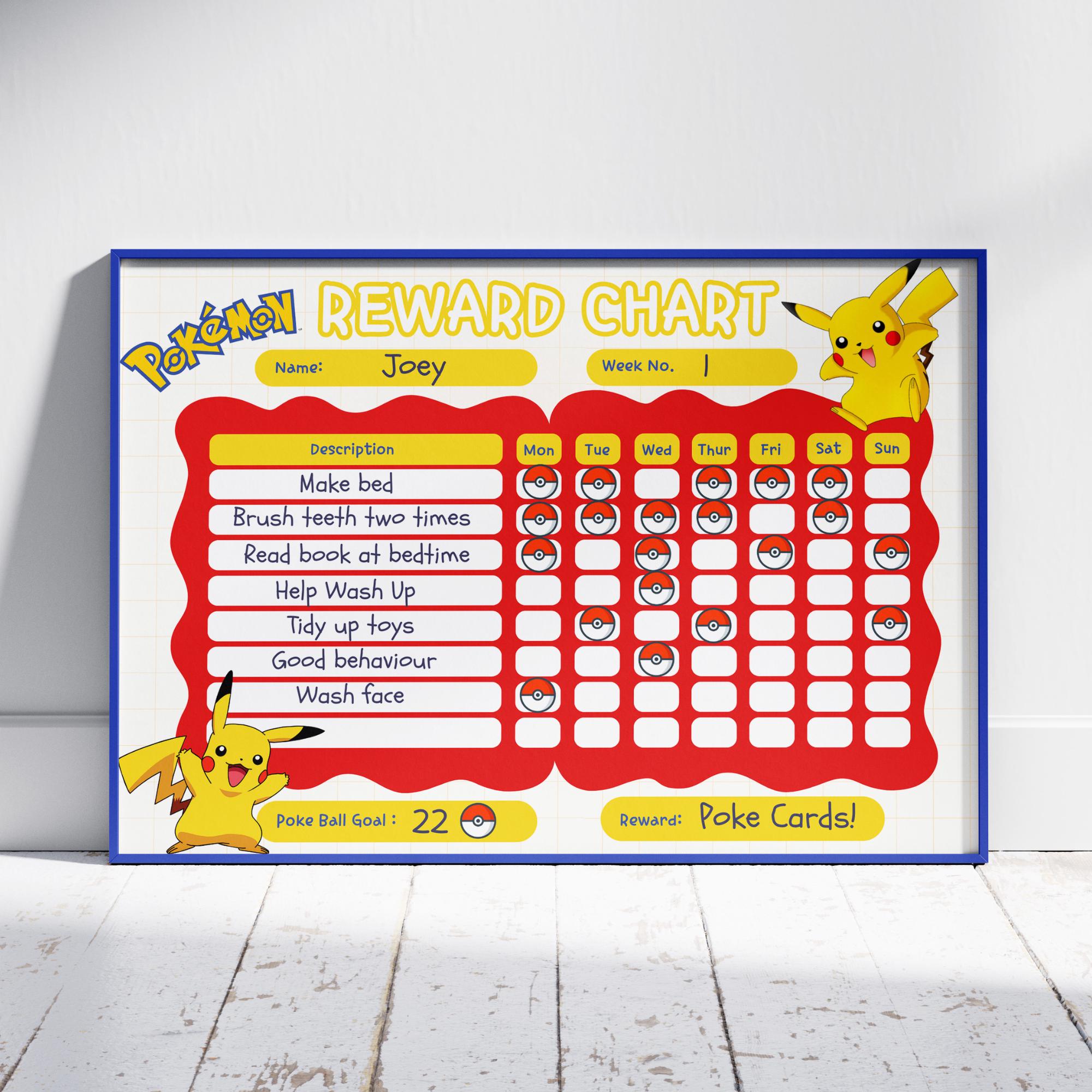 Pokémon Reward Chart | Pikachu Chore Tracker | Digital Potty Training ...