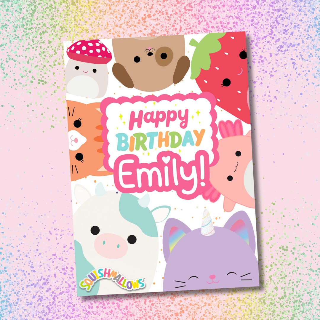 Squishmallows Birthday Card, Squish Squad Happy Birthday, Girls Party ...