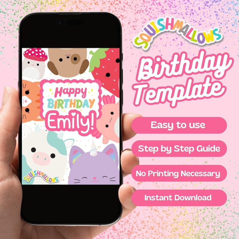 Squishmallows Birthday Card, Squish Squad Happy Birthday, Girls Party ...