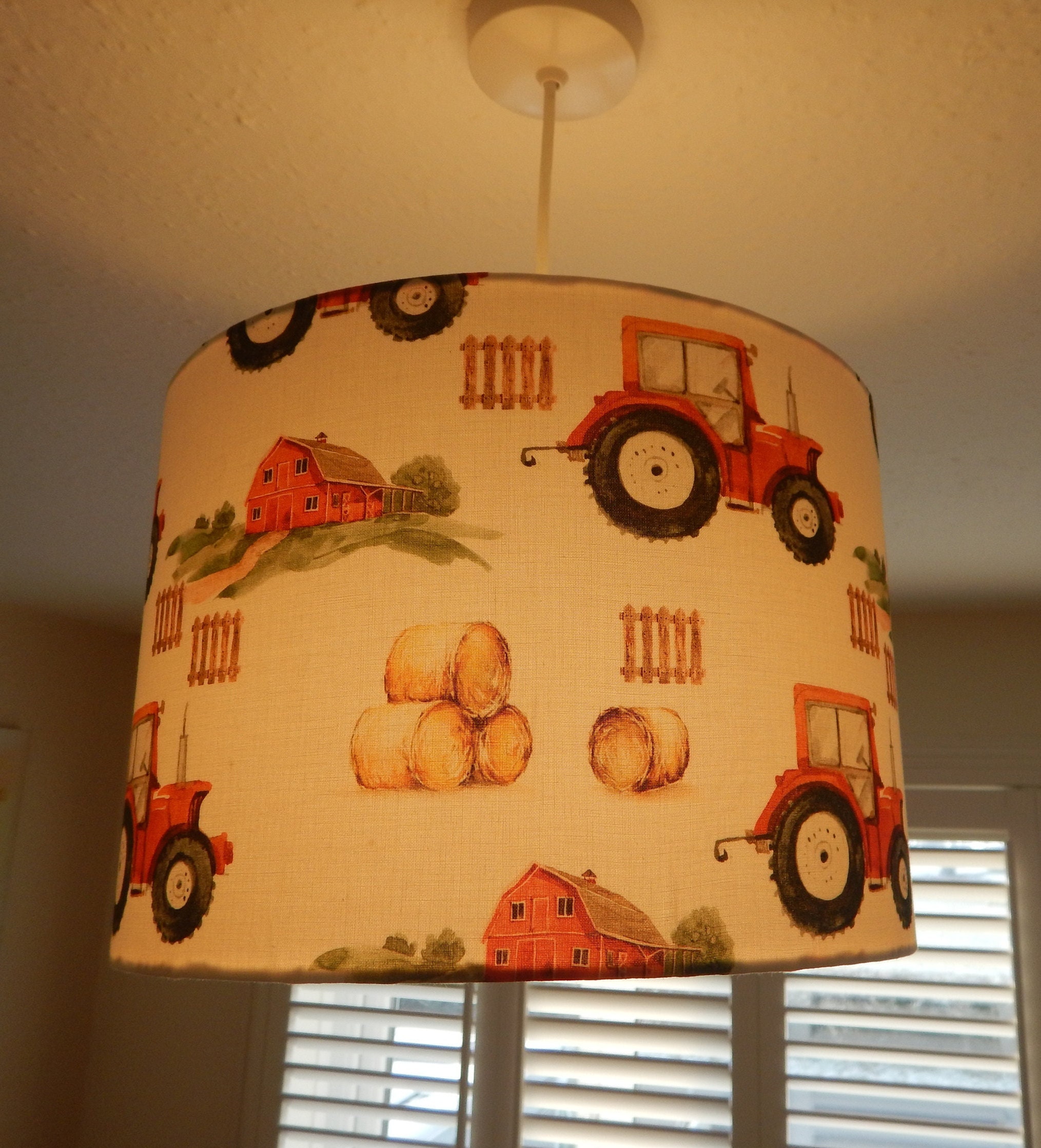 Lampshade, Red Tractor - Etsy