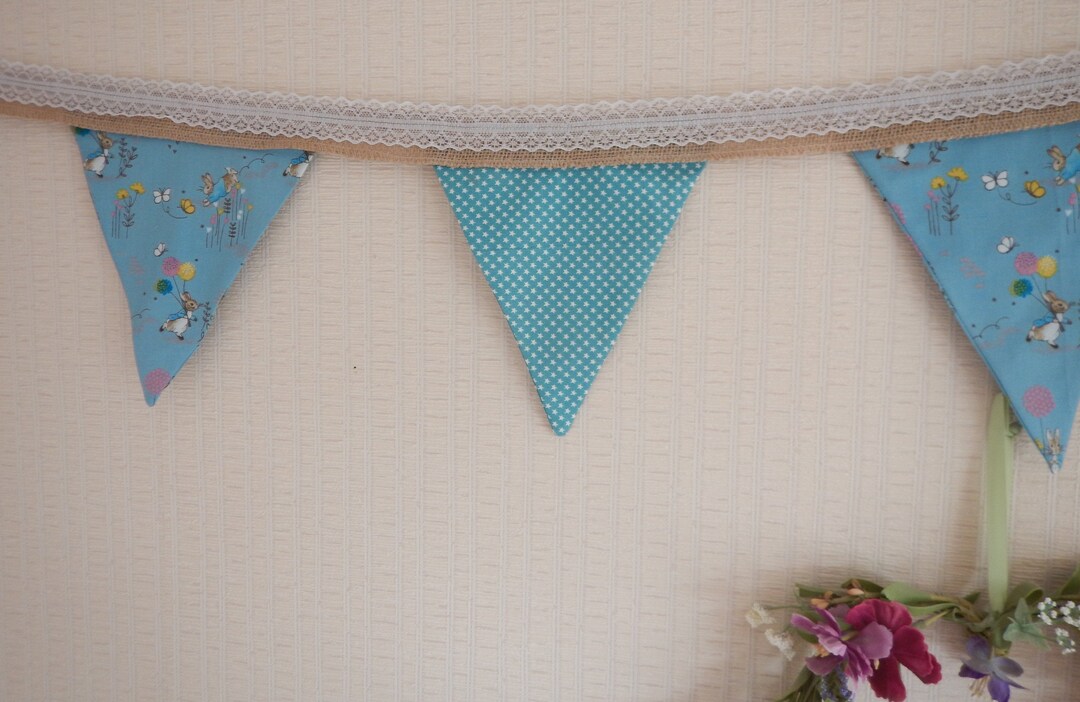 Bunting With Peter Rabbit Fabric on Hessian and Lace - Etsy