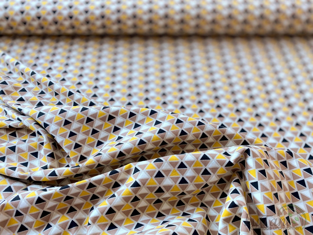 Cotton Jersey Fabric With Triangle Symbols in Light-beige, Stretch ...
