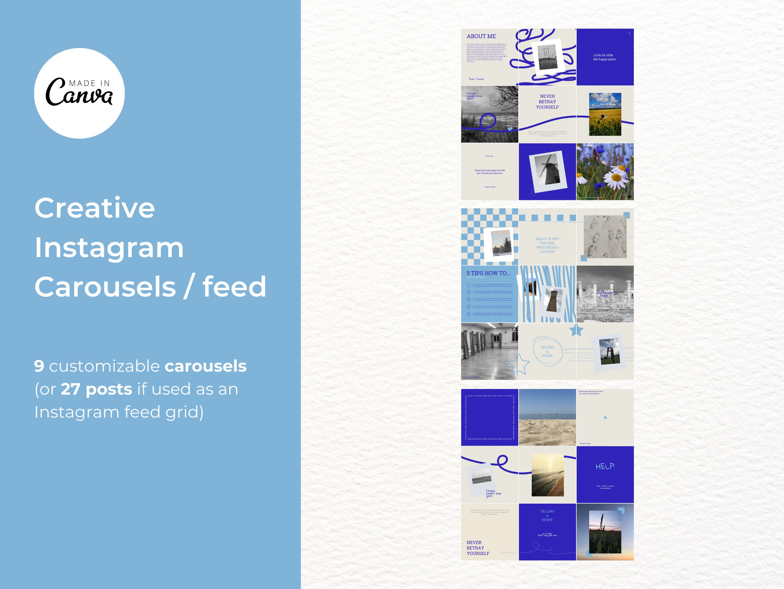 Storytelling Instagram Posts - 27 Customizable Canva Templates - Etsy