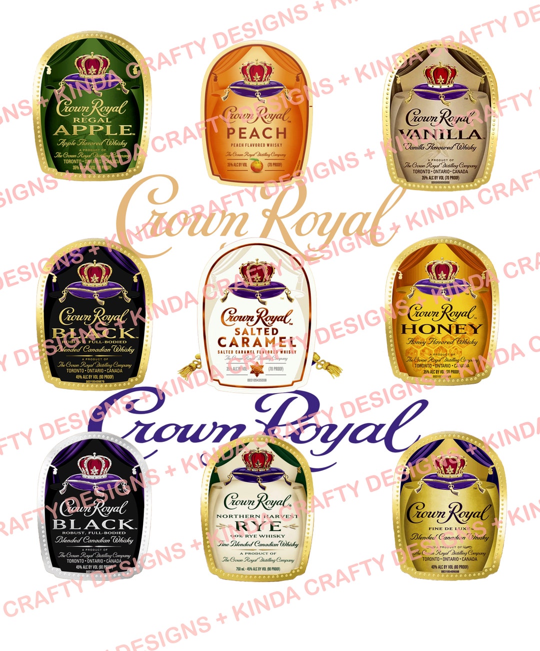 Crown Royal Bundle, Peach, Black, Apple, Salted Caramel, Rye, Deluxe ...