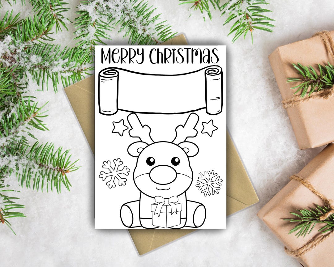DIY Christmas Color-in Card: Kids Craft | Printable Keepsake Gift ...