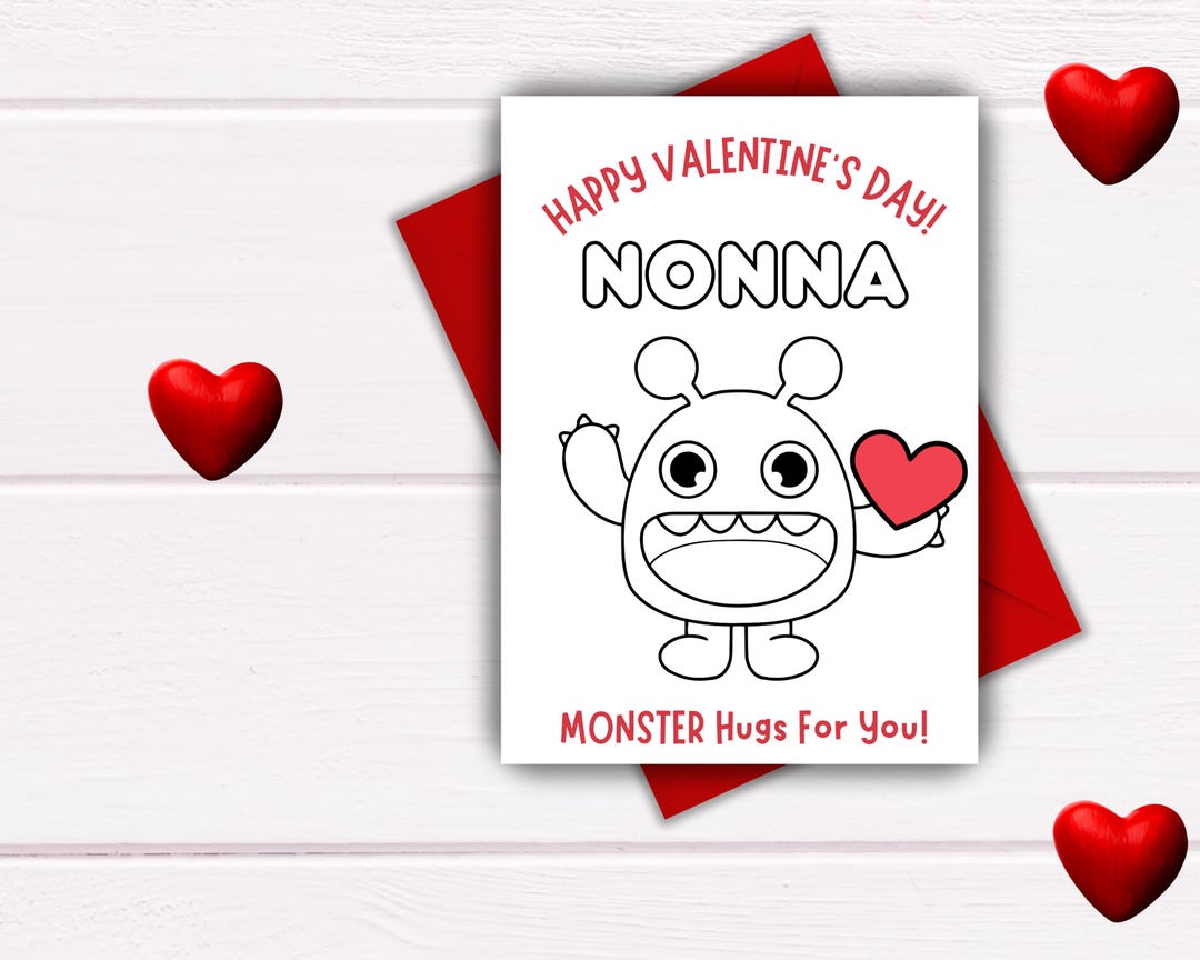 Nonna Valentine Color-in Card | Kids Craft | Keepsake Gift (instant ...