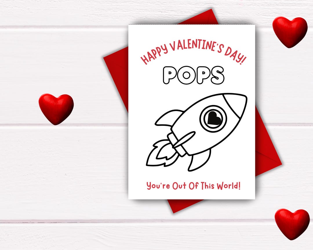 Pops Valentine Color-in Card | Kids Craft | Keepsake Gift (instant ...