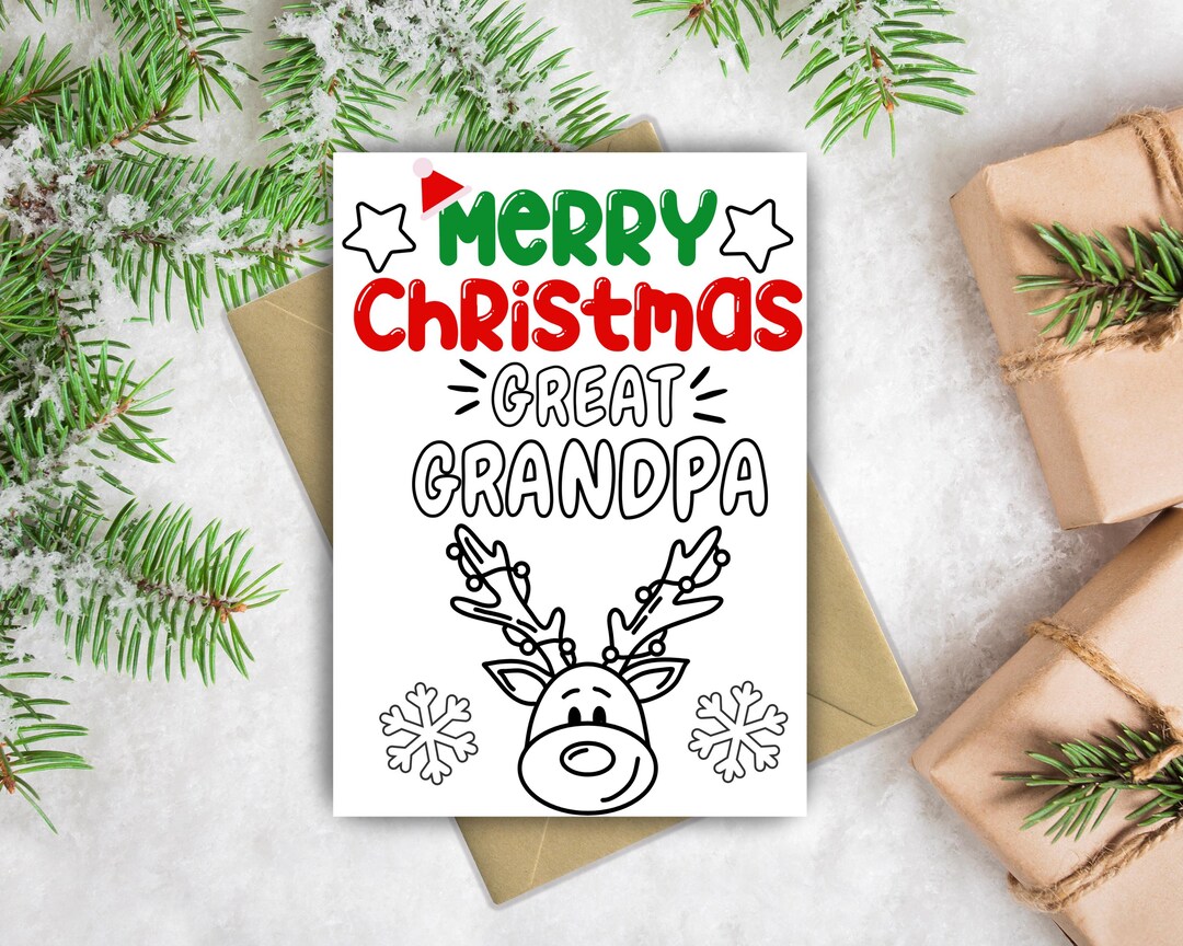 DIY Christmas Card for Great Grandpa: Kids Color-in Gift (PDF) - Etsy