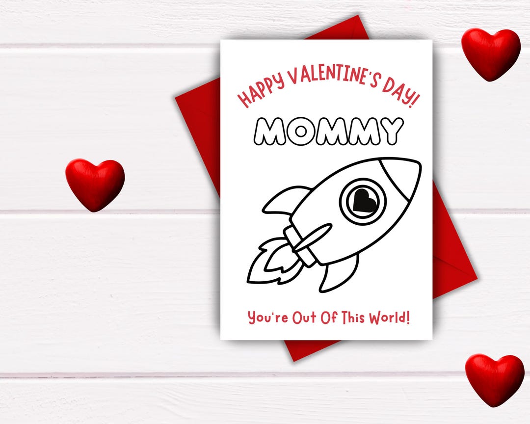 Mommy Valentine Color-in Card | Kids Craft | Keepsake Gift (instant ...