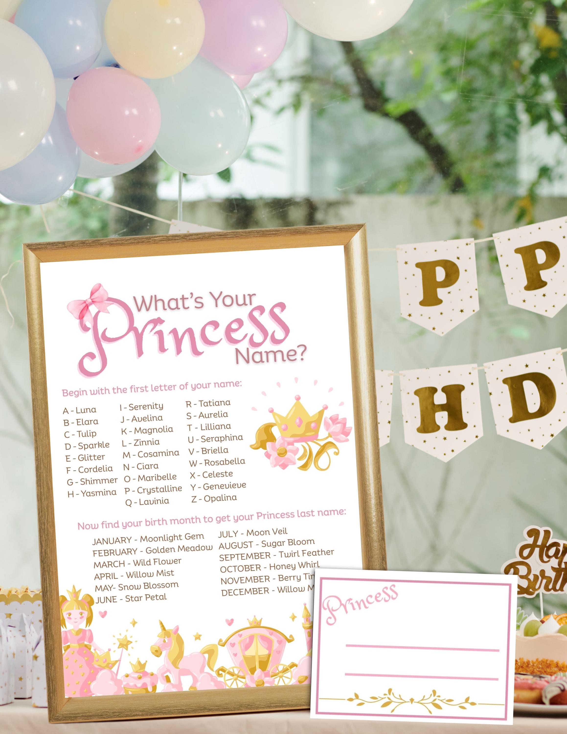 What's Your Princess Name | Printable Instant Download Party Game ...