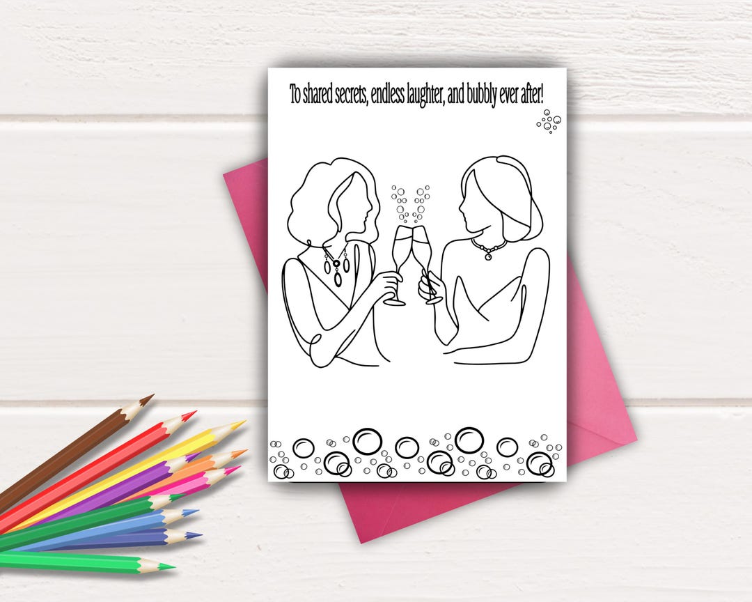 Best Friend Card to Color | Printable Friendship Card | Color in Card ...