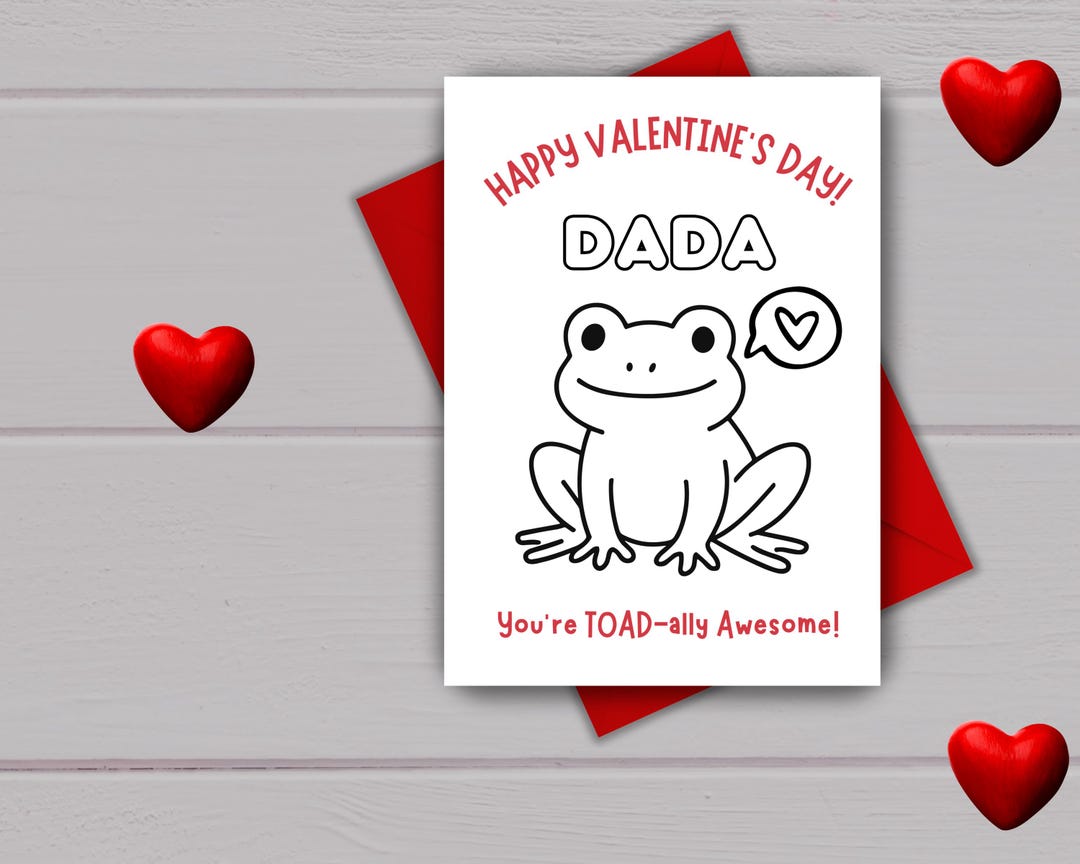 Dada Valentine Color-in Card | Kids Craft | Keepsake Gift (instant ...