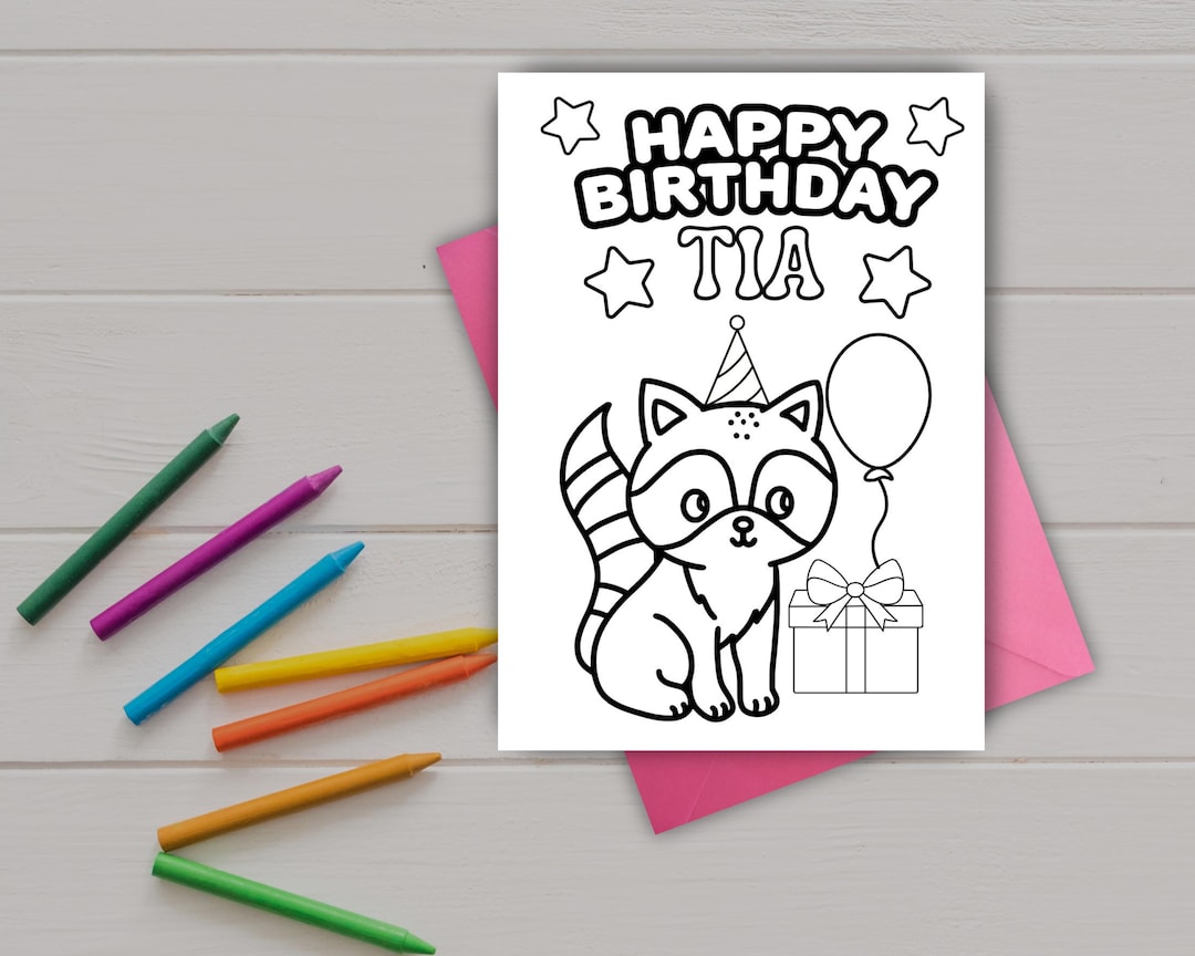 Tia Birthday Color-in Card | Printable Birthday Card for Tia | Gift for ...