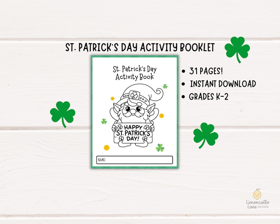 St. Patrick's Day Activity Printable Booklet | Instant-download | 31 ...