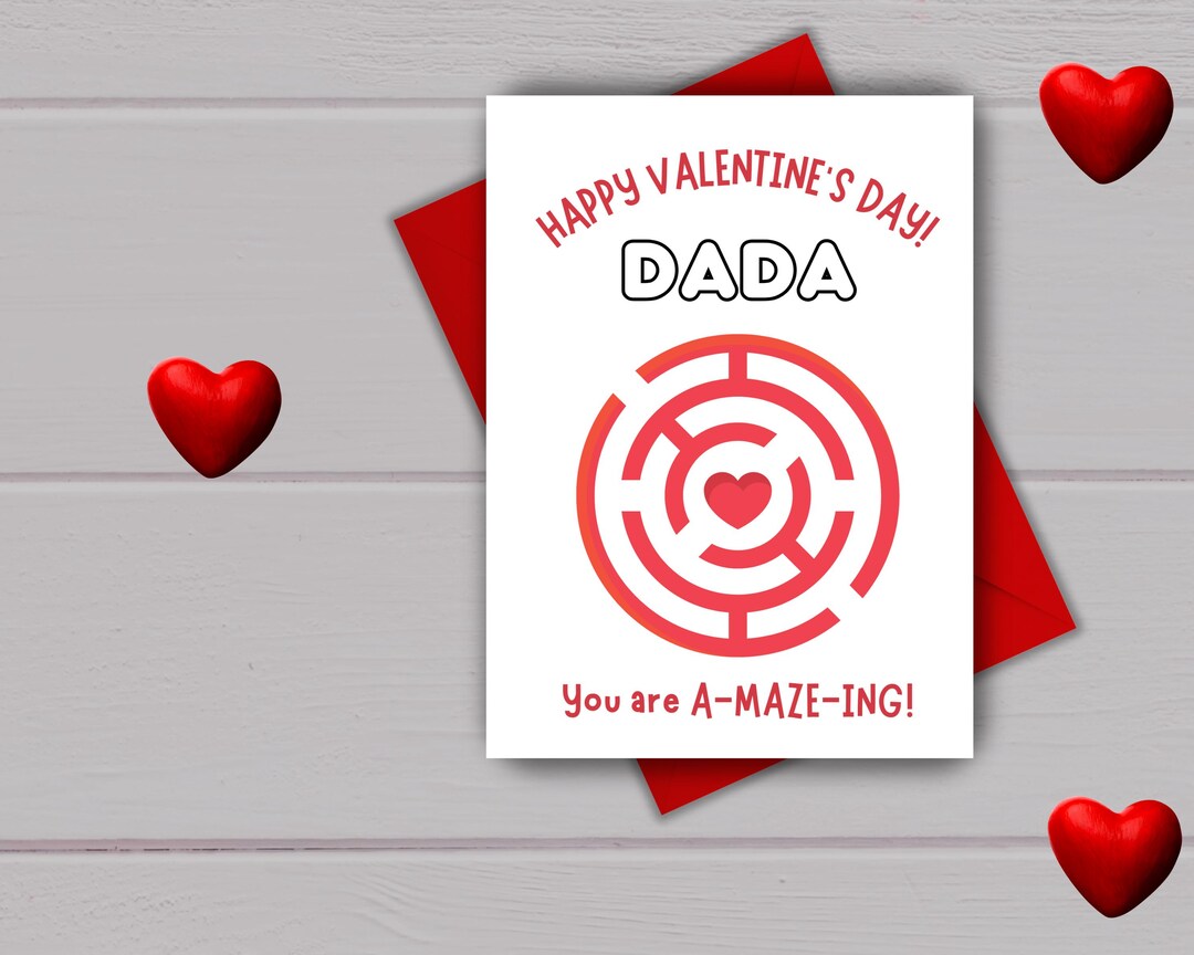 Dada Valentine Color-in Card | DIY Kids Craft | Keepsake Gift (instant ...
