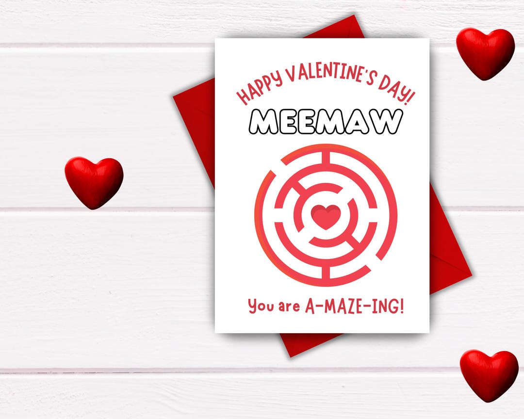 Meemaw Valentine Color-in Card | DIY Kids Craft | Keepsake Gift ...
