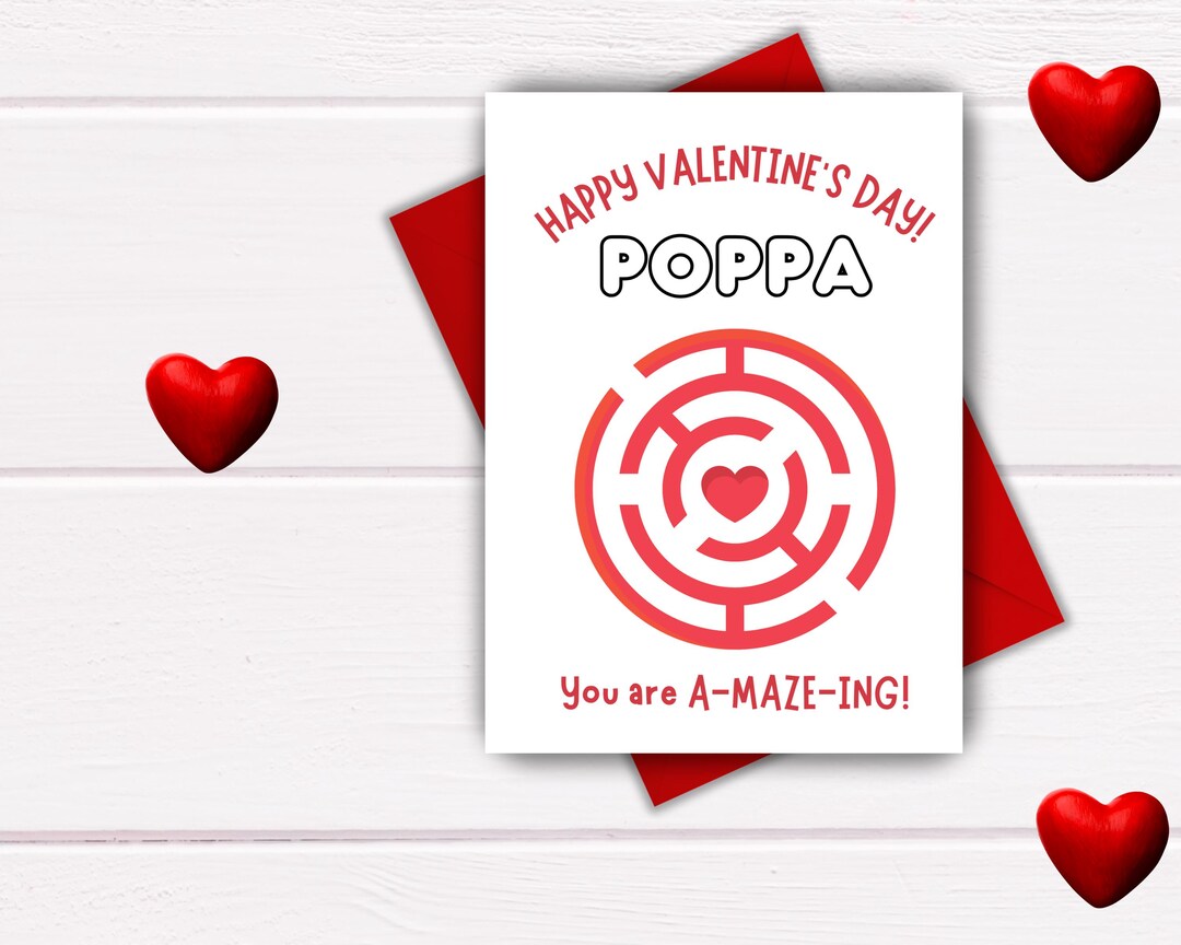 Poppa Valentine Color-in Card | DIY Kids Craft | Keepsake Gift (instant ...